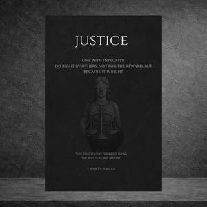 Justice Stoic Poster | Minimalist Wall Art | Self-discipline Definition ...