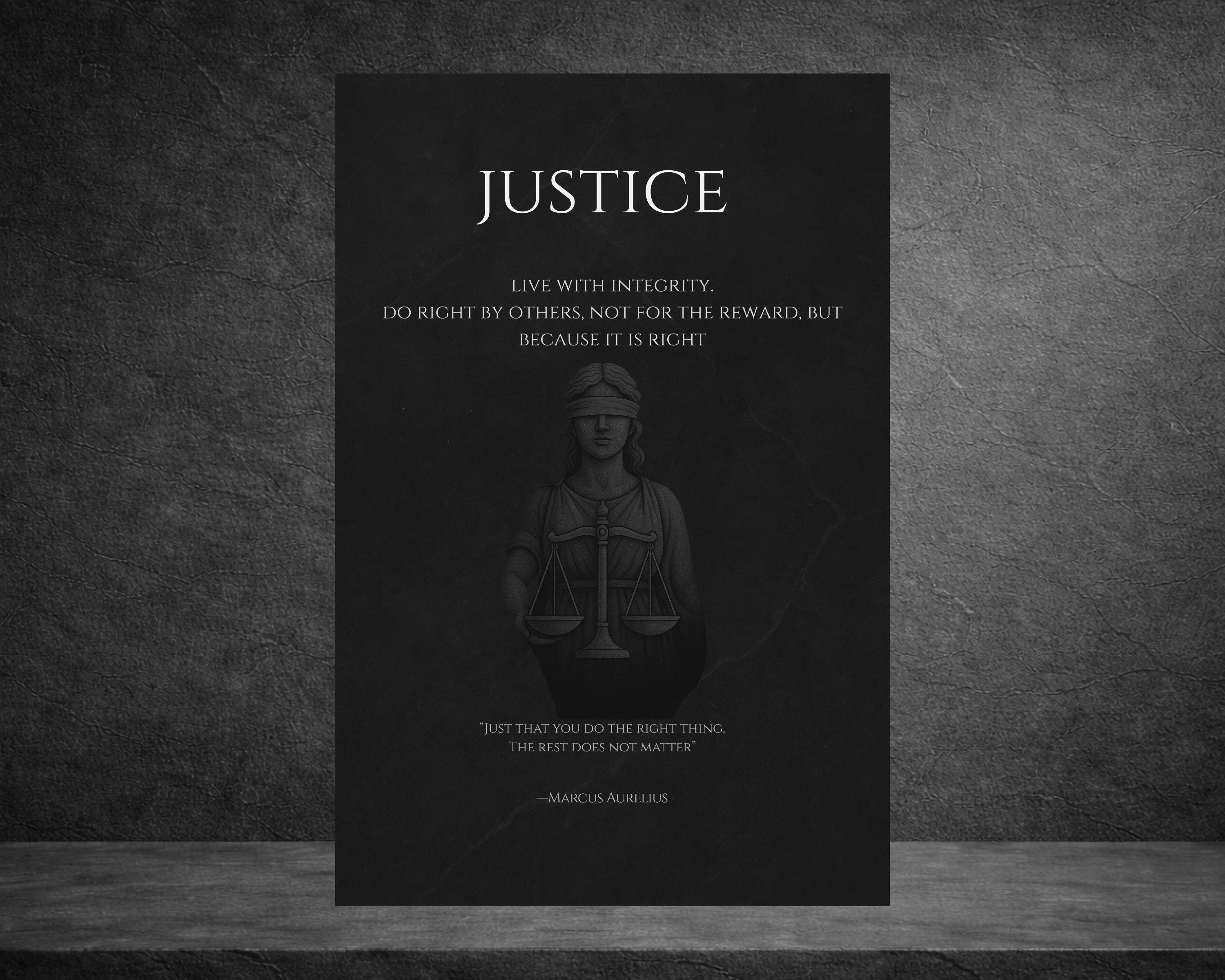 Justice Stoic Poster | Minimalist Wall Art | Self-discipline Definition ...