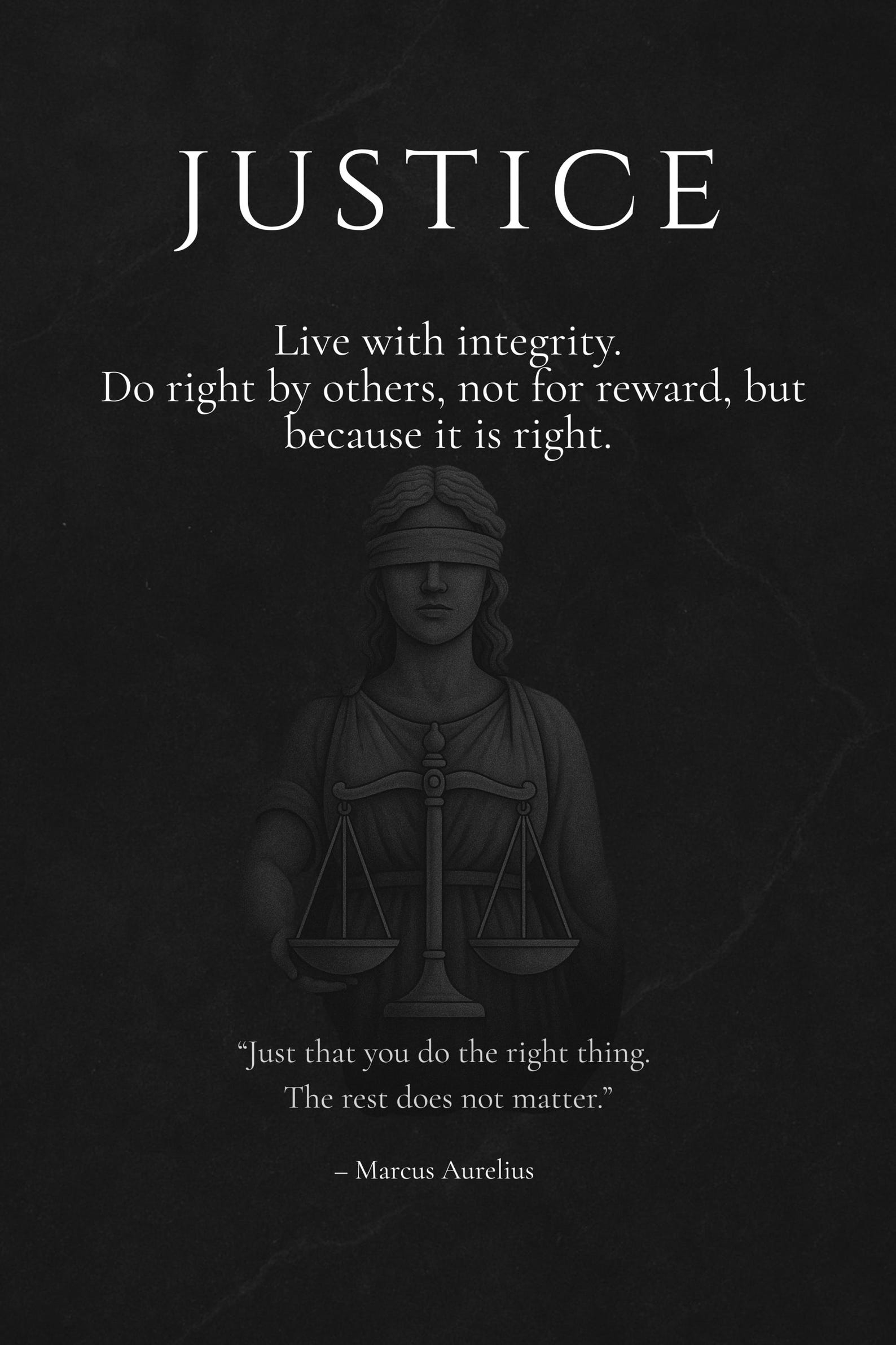 Justice Stoic Poster | Minimalist Wall Art | Self-discipline Definition ...