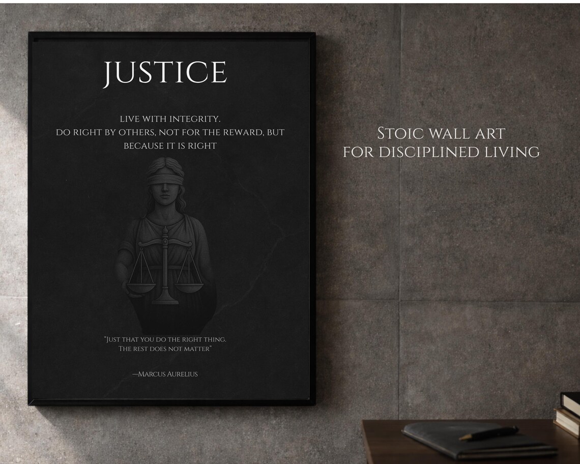 Justice Stoic Poster | Minimalist Wall Art | Self-discipline Definition ...