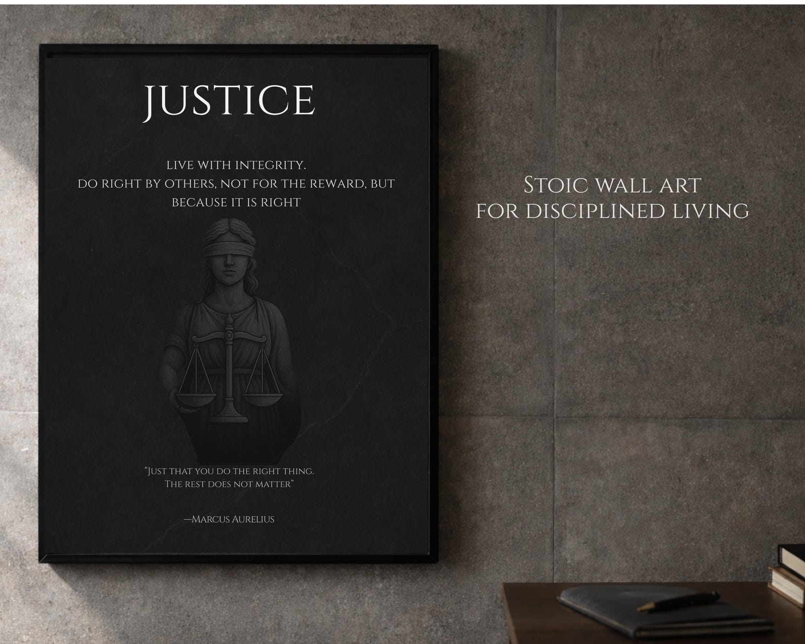 Justice Stoic Poster | Minimalist Wall Art | Self-discipline Definition ...