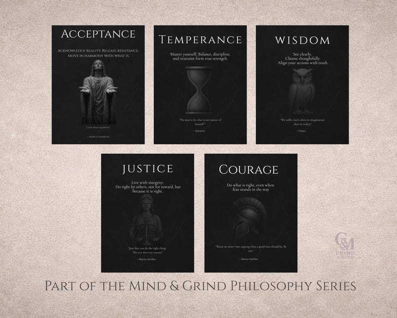 Stoic Acceptance Poster | Minimalist Wall Art Emotional Control ...