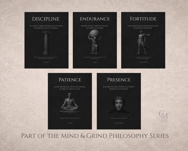 Stoic Discipline Poster | Minimalist Wall Art Self-control Philosophy ...