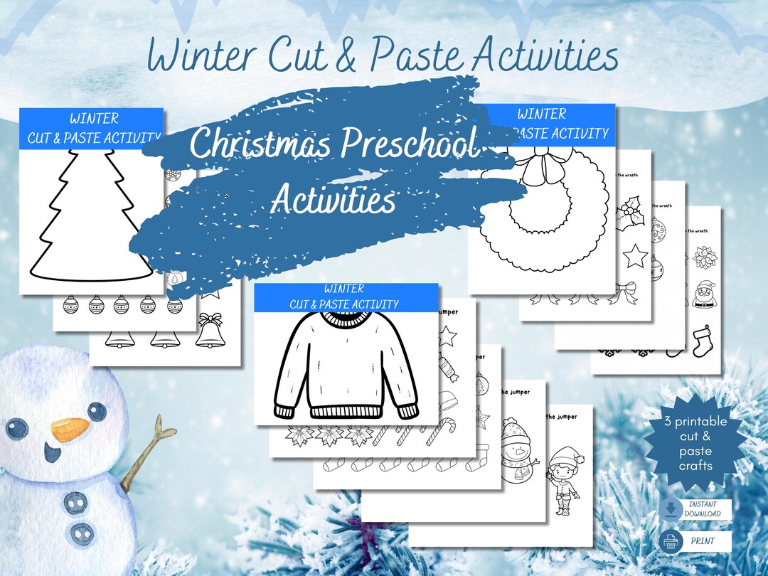 Christmas Cut and Paste Bundle | Preschool Holiday Activity | Printable ...