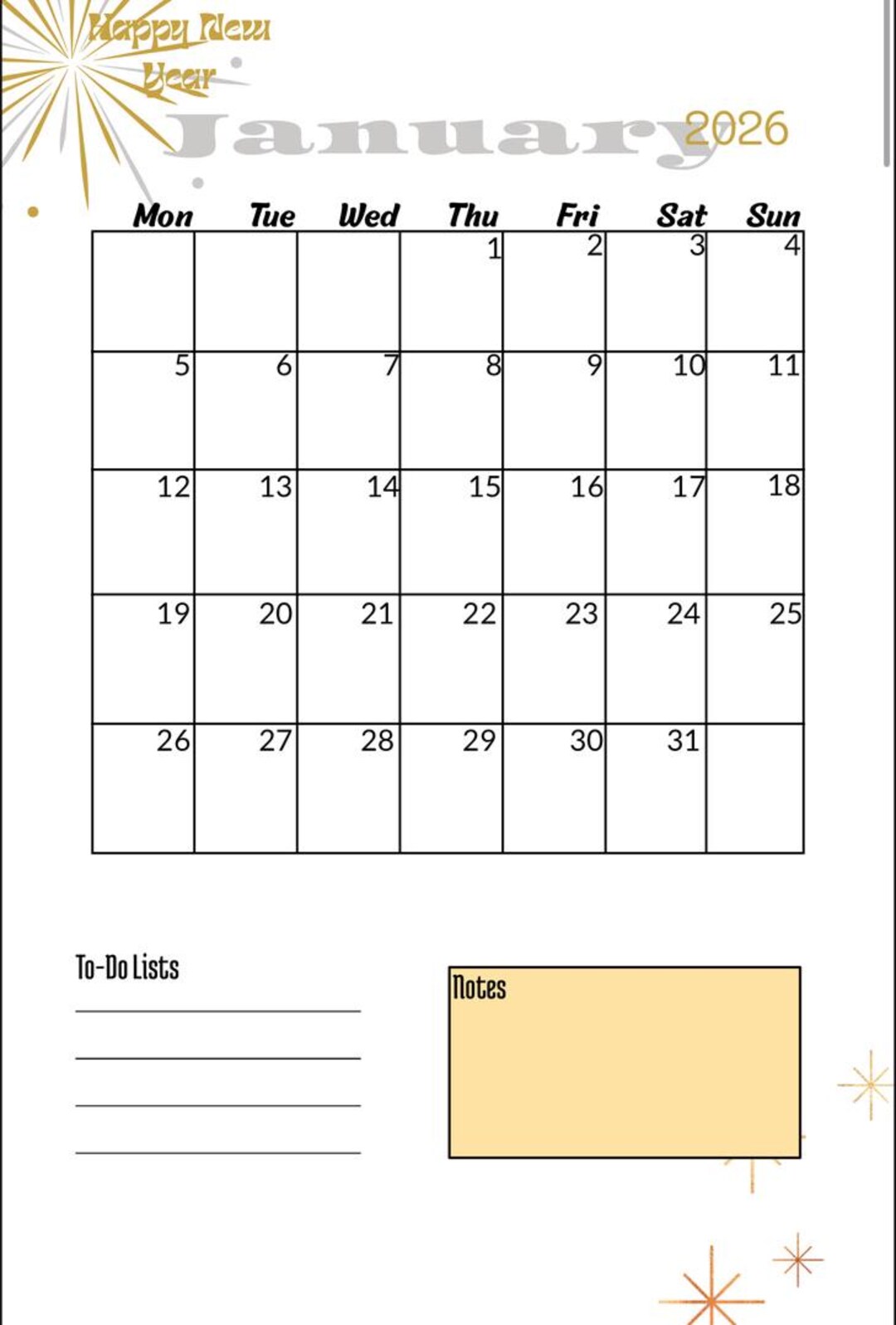 January 2026 Calendar | Minimalist Monthly Planner | Printable A4 PDF ...