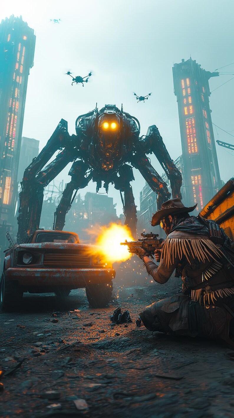 ARC Raiders Cowboy Firefight Mobile Wallpaper Pack - Raider Vs Mech ...