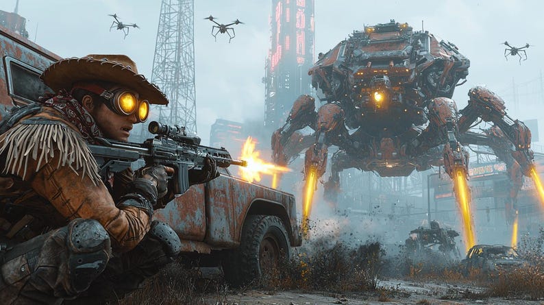 ARC Raiders Cowboy Skin Firefight Wallpaper Pack - Cyberpunk Raider Vs ...