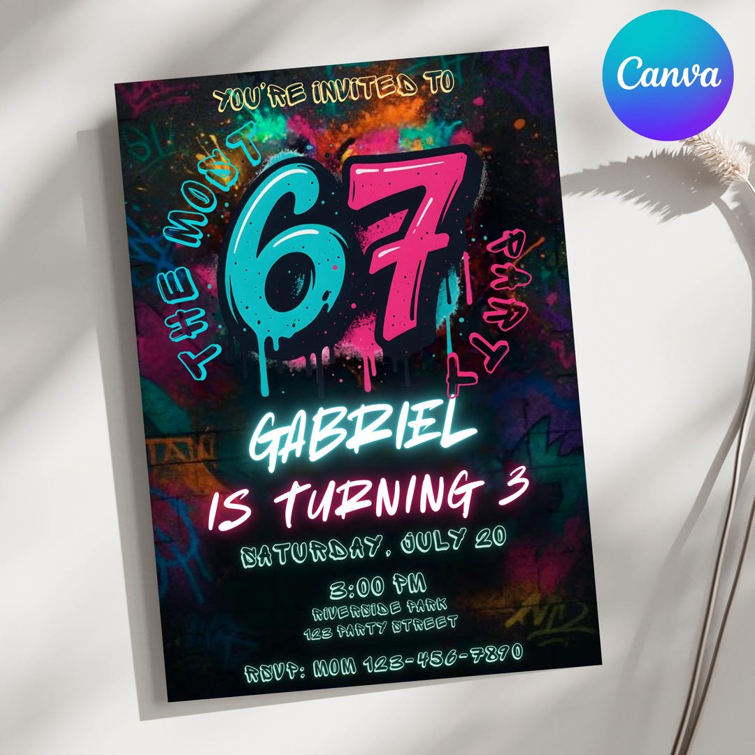 6-7 Birthday Invitation for Girls, Editable Meme Trending Six Seven ...