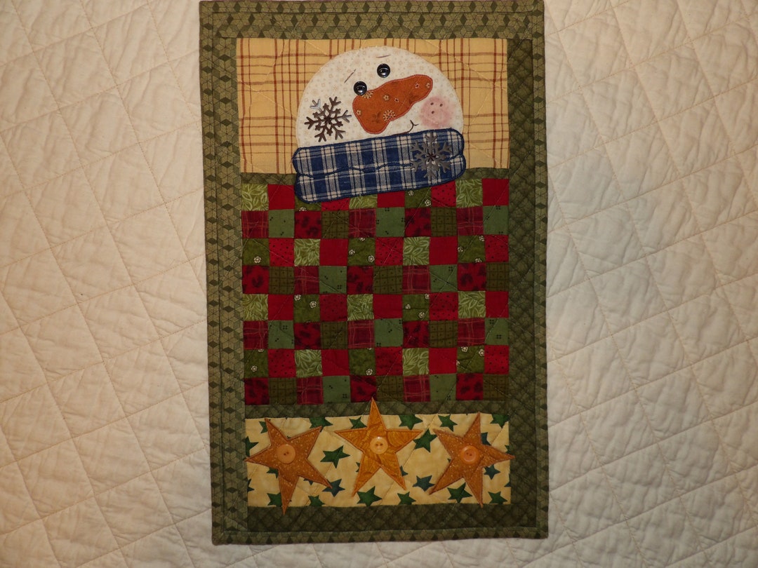 Snowman Snowflakes Stars Farmhouse Country Prim Checkerboard Quilt ...