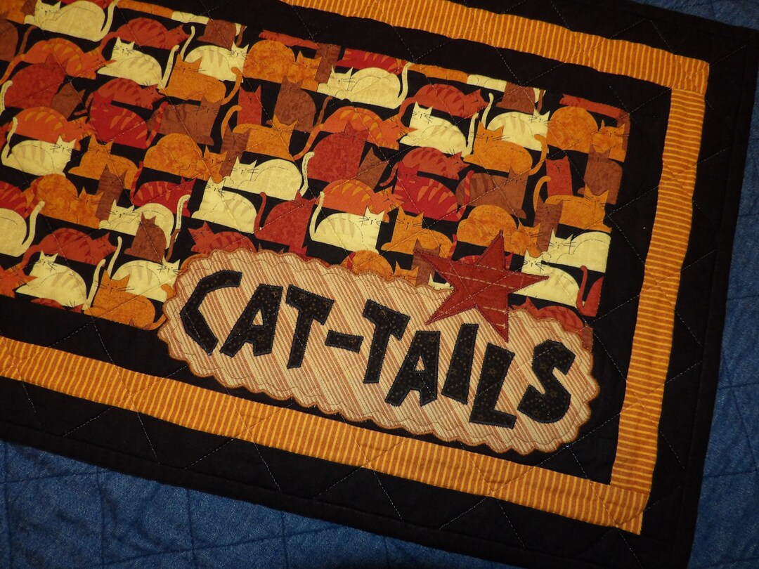 CAT-TAILS Country Fall Autumn CATS Quilt Scrappy Patchwork Prim ...