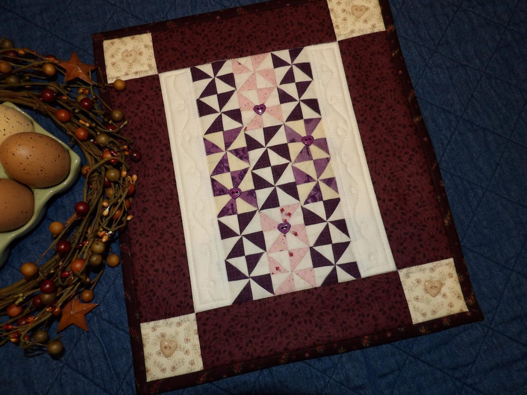 Lavender Plum Mini Patchwork Pinwheels Parlor Powder Room Quilt for ...
