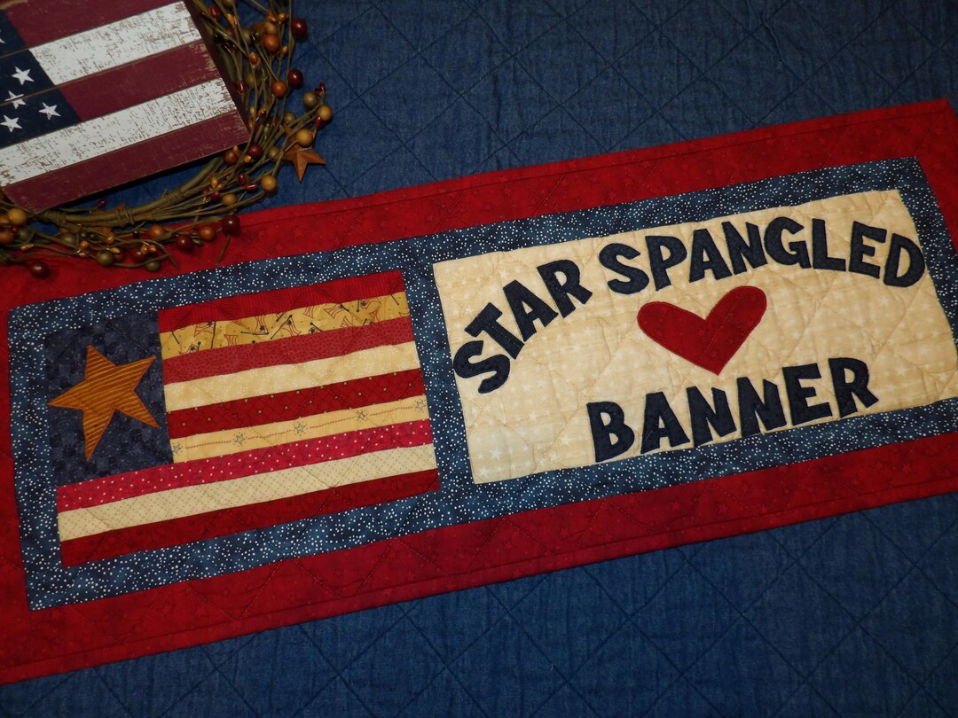STAR SPANGLED BANNER Patriotic Americana Flag Primitive Patchwork ...