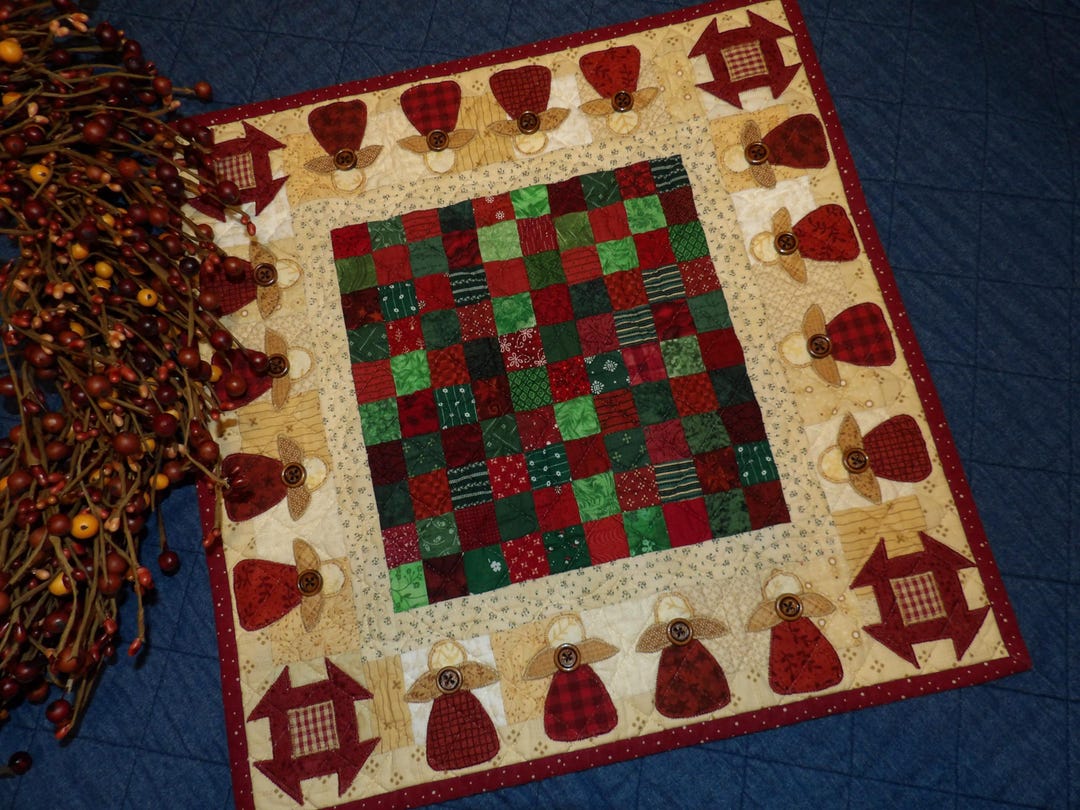 Christmas Choir of Angels Scrappy Pixel Patchwork Keepsake Quilt Wall ...