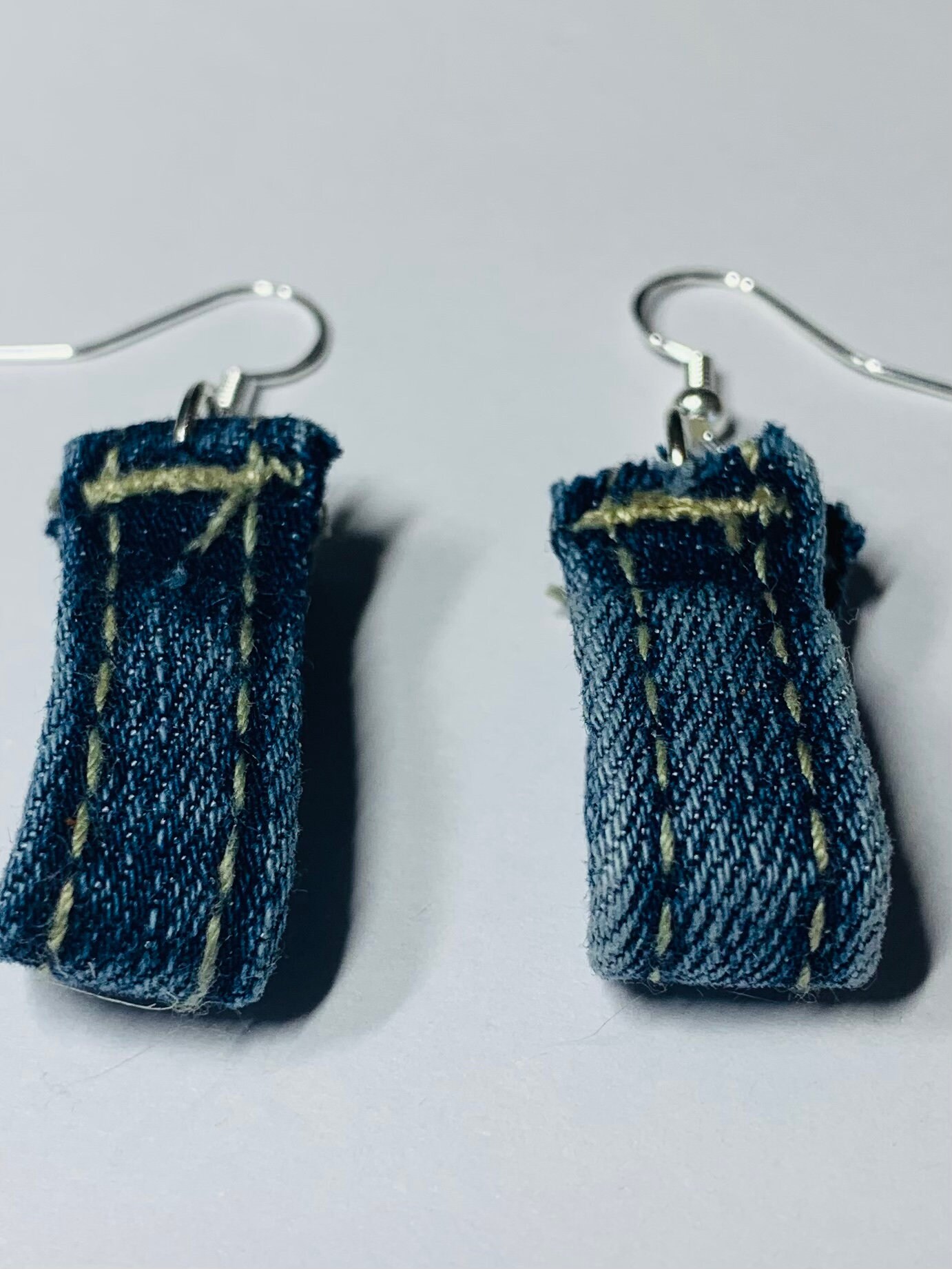 Blue Jean Hoop Loop Fabric Denim Dangle Earrings - Etsy