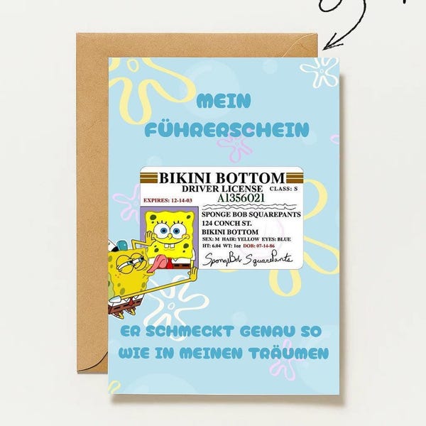 Spongebob Drivers License - Etsy