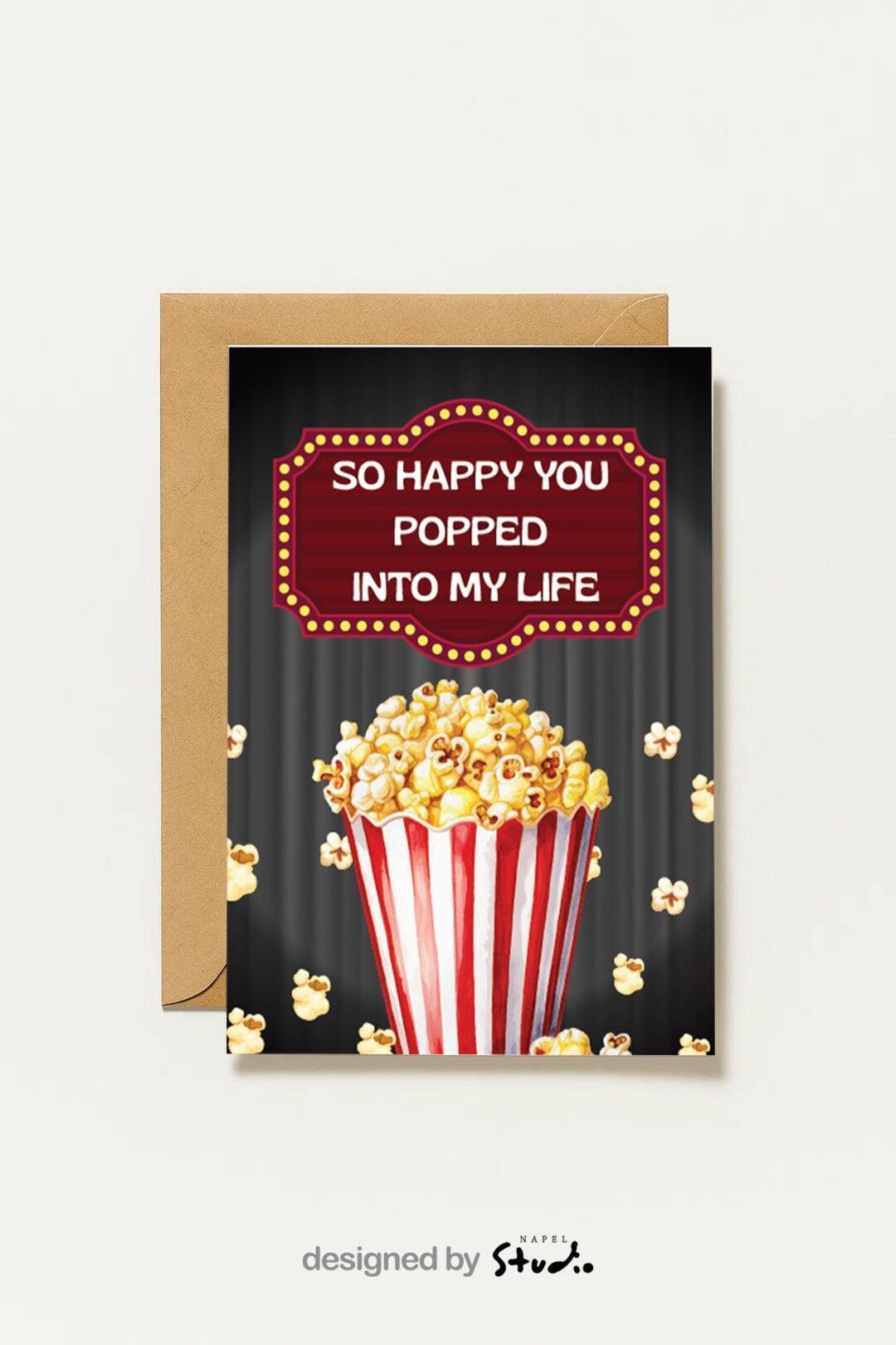 Funny Popcorn Card | Cute Snack Card for Birthdays or Anniversaries ...