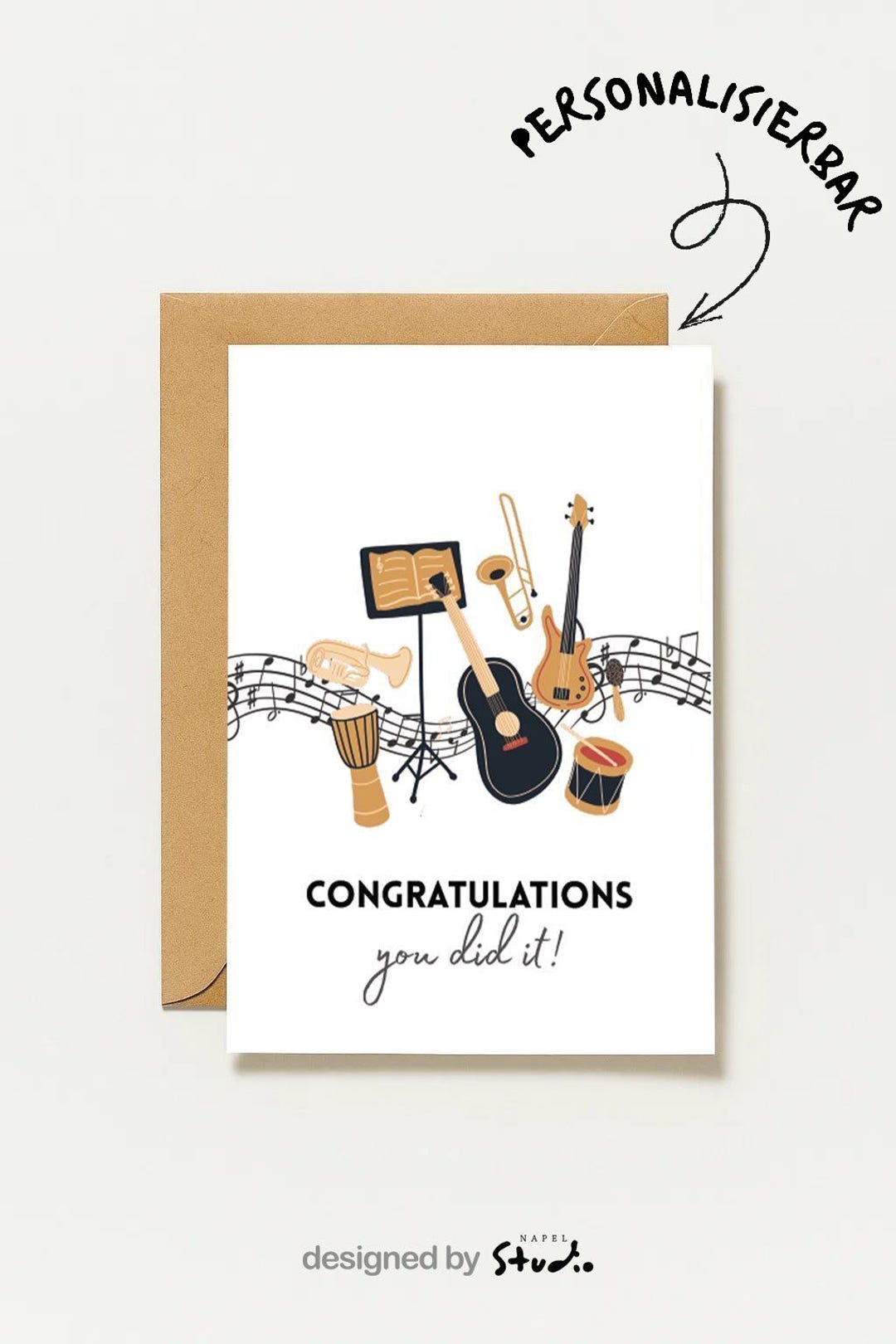 Music Graduation Card | Congratulations Card for Musicians & Music ...