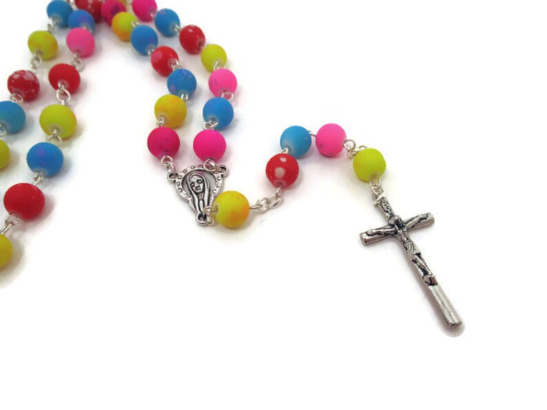 Colorful Rubber Coated Glass Rosary - Etsy