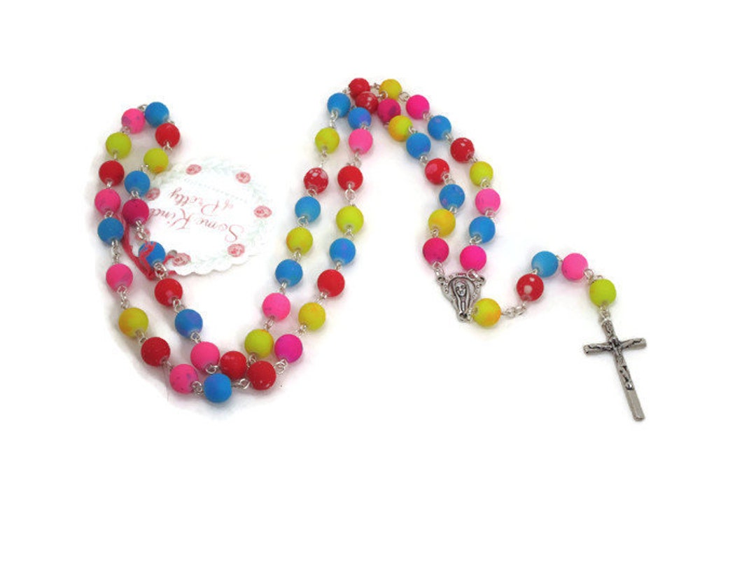 Colorful Rubber Coated Glass Rosary - Etsy