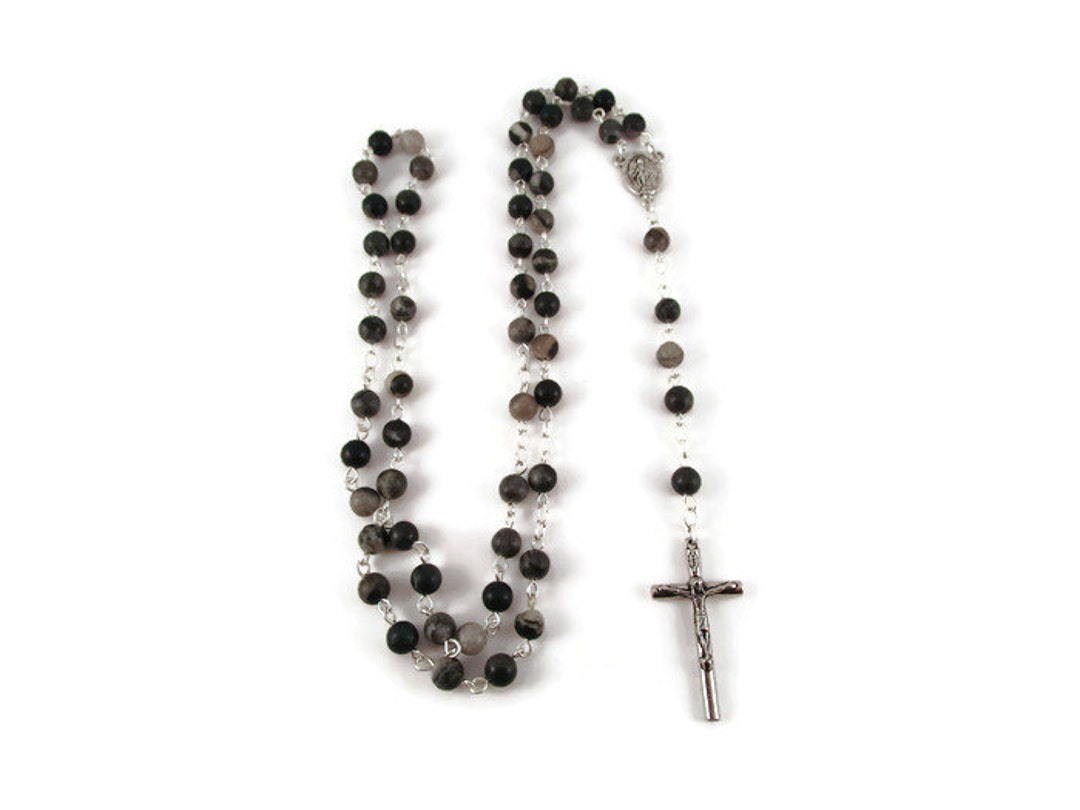 Black Network Stone Rosary - Etsy