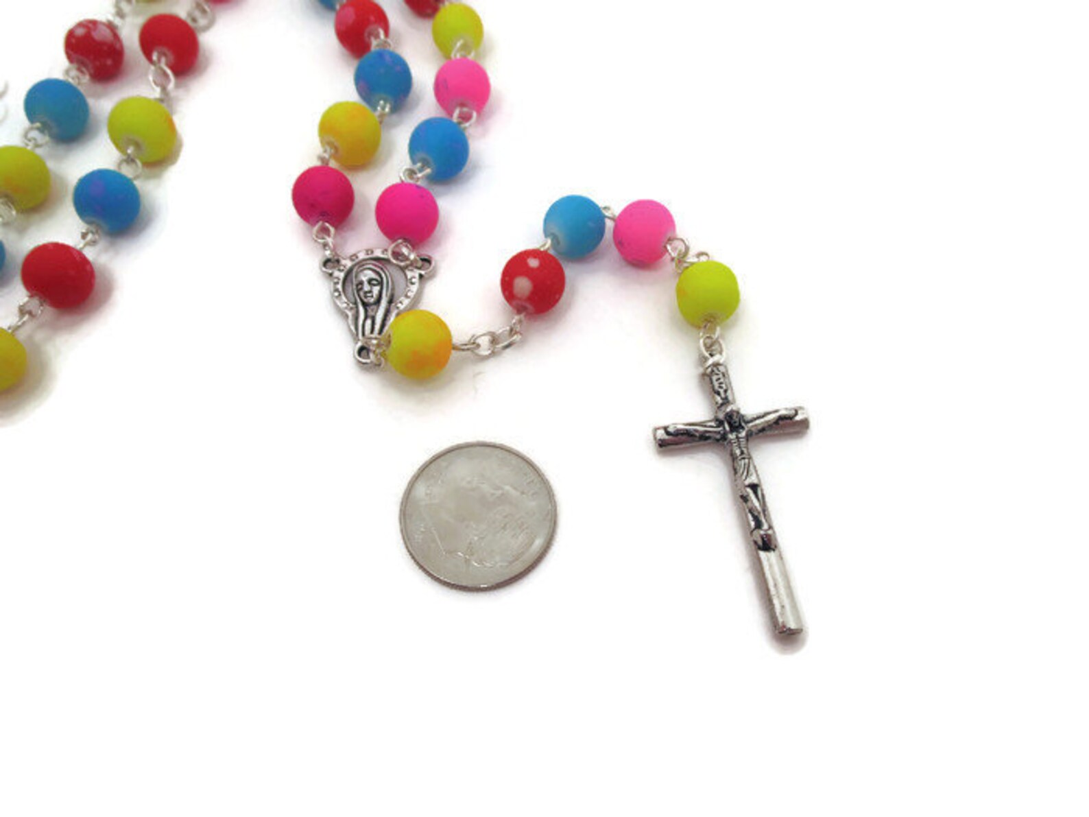 Colorful Rubber Coated Glass Rosary - Etsy