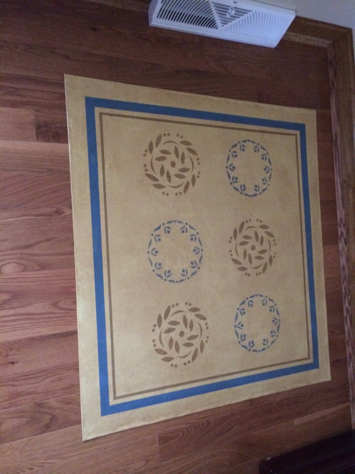 Historic Reproduction Floorcloth W/ Early American Design. Painted ...