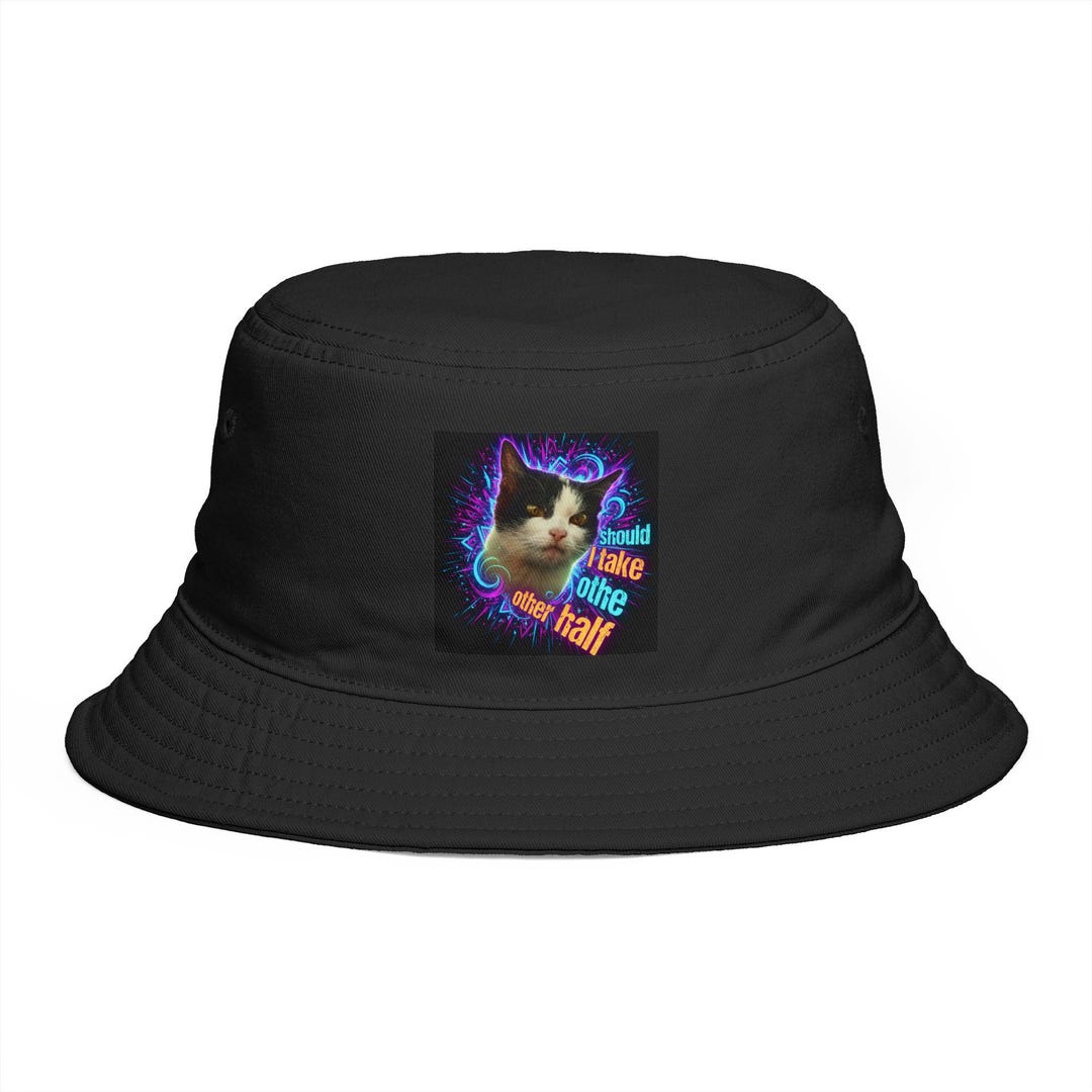 Grumpy Cat Meme Bucket Hat | Neon Retro Cat Face, Funny Text - Etsy