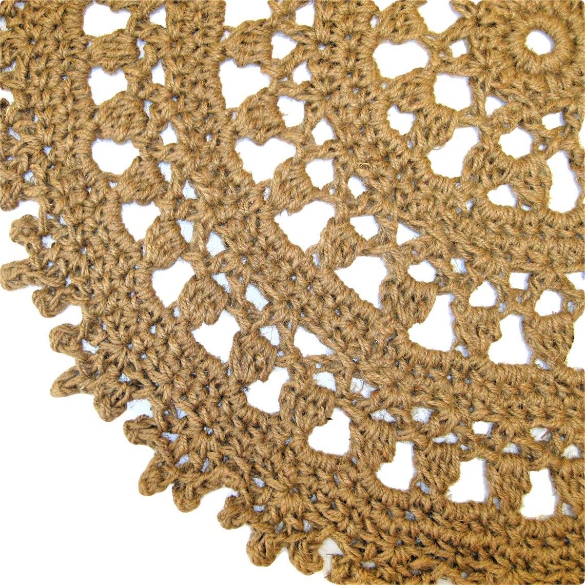Round Crochet Jute Rug Openwork Natural Fiber Rustic Decor - Etsy