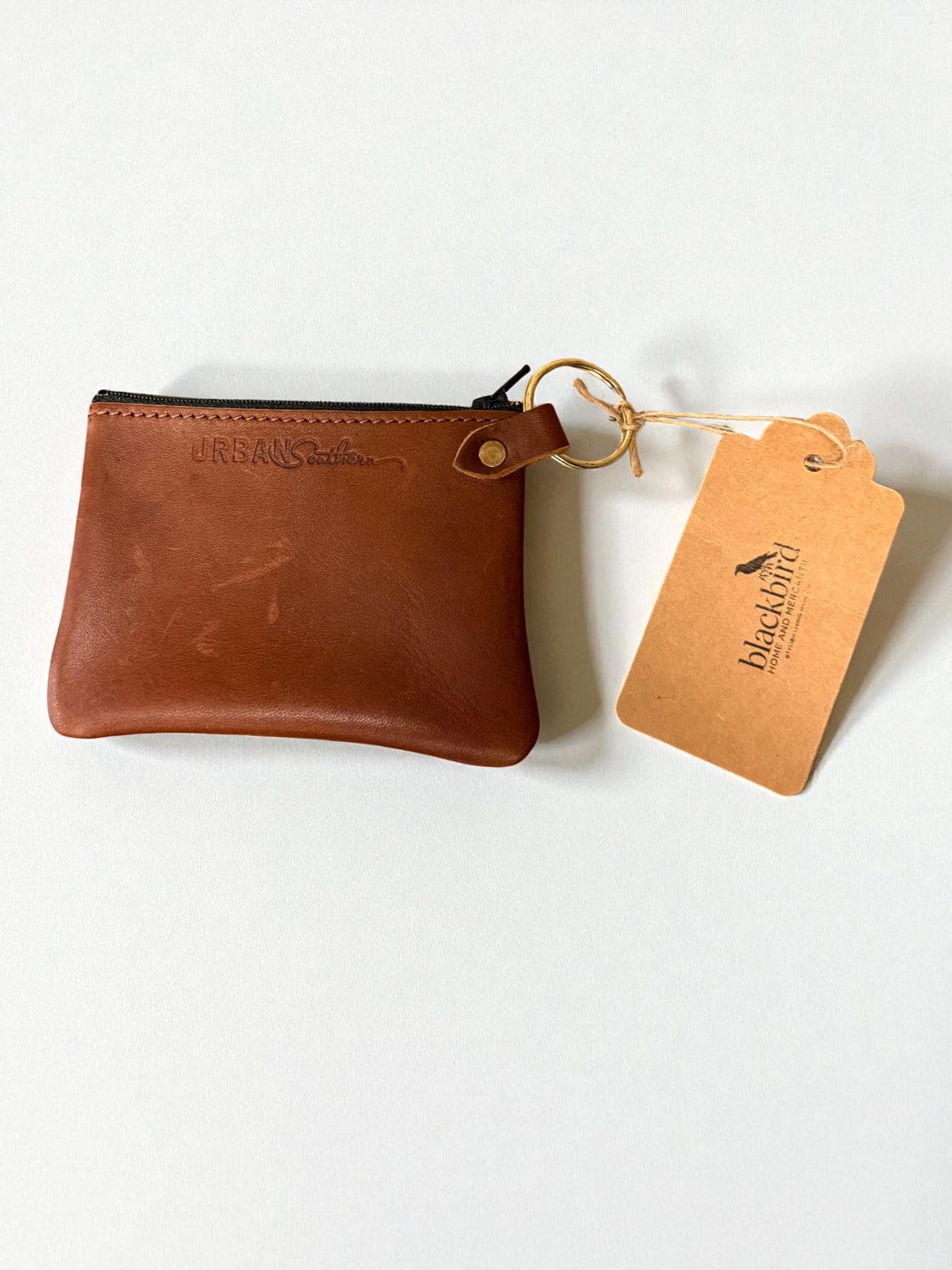 Small Leather Zipper Pouch With Keyring - Etsy