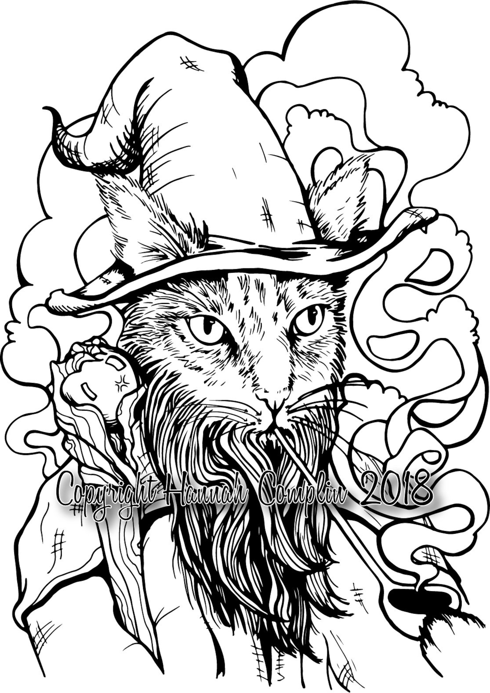 Coloring Page Flapper Cat by Hannah Complin PDF Download + 1 Extra Free ...