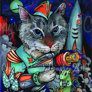 Cat Sticker Pop Art Pirate Kitty, Top Hat, Punk Rock, Flapper, Wizard ...