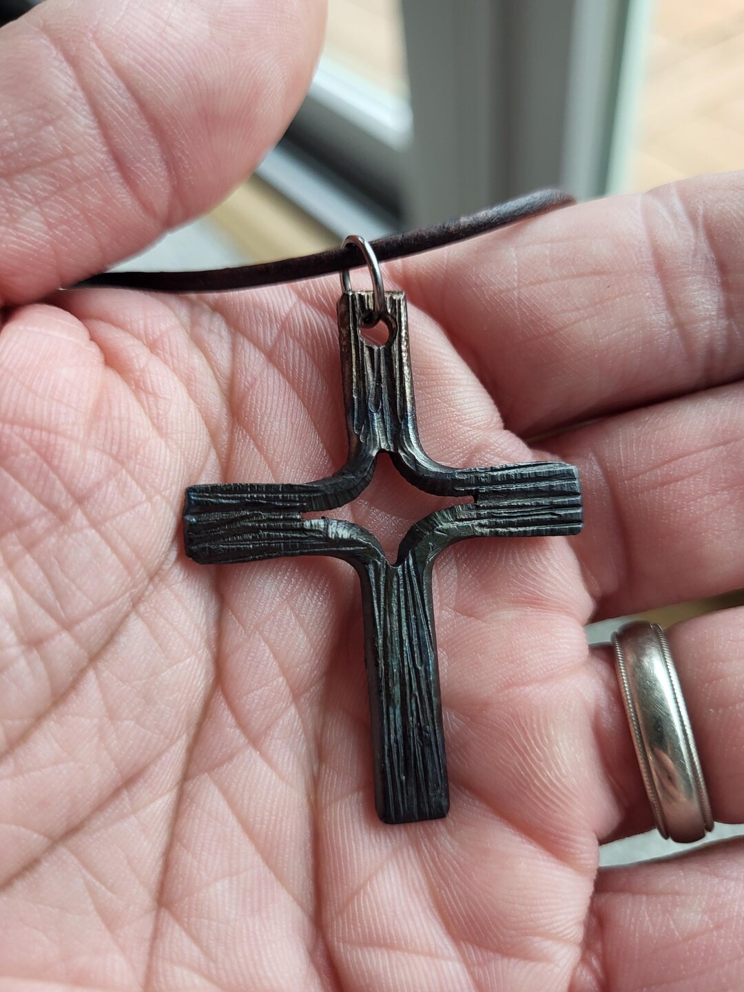 Rustic Cross Pendant Necklace, Hand Forged, Made in the USA - Etsy
