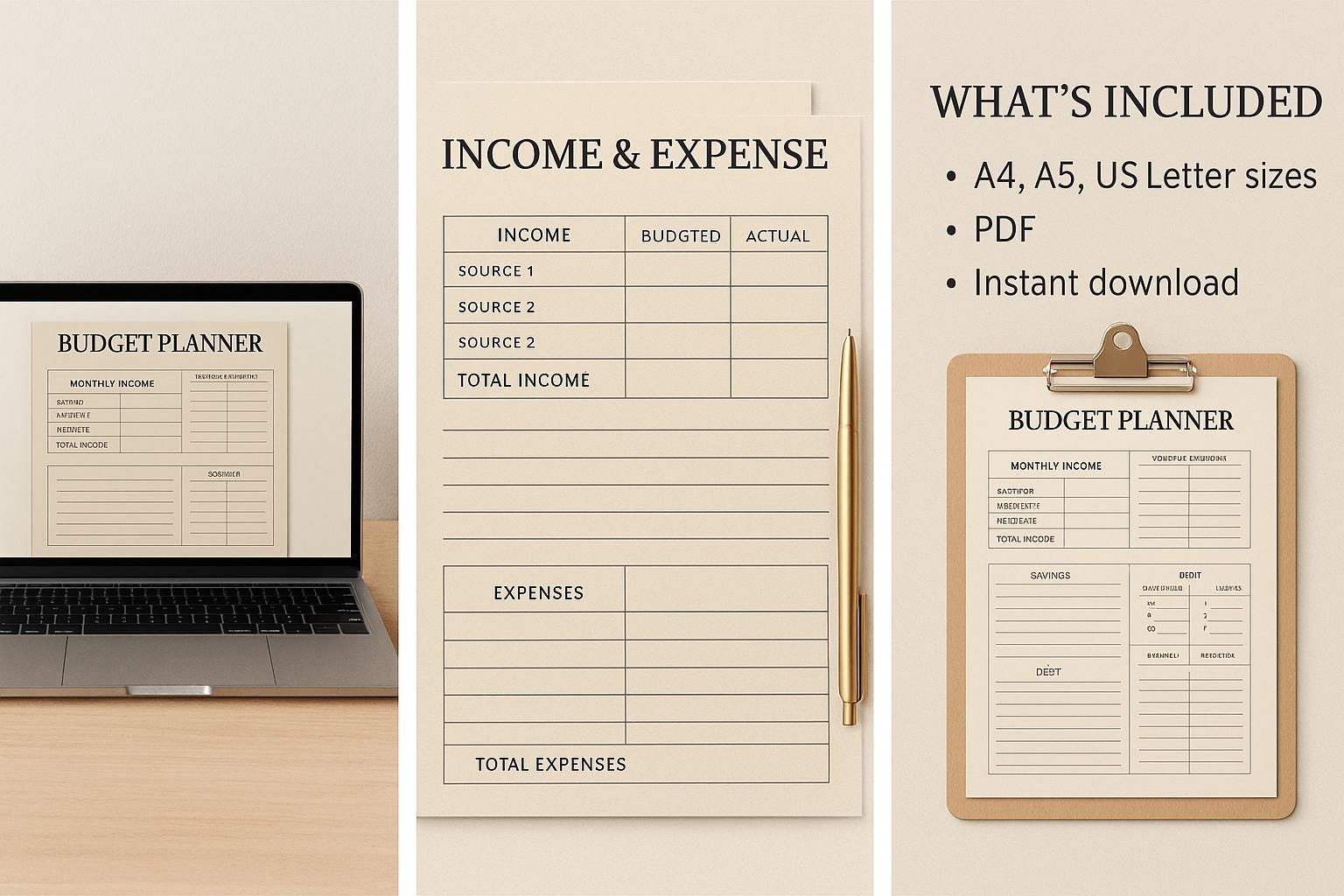 Budget Planner Printable, Monthly Expense Tracker, Financial Planner ...