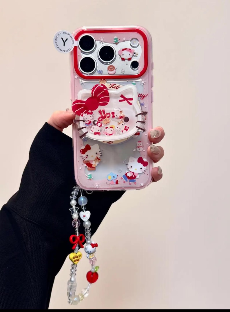 Cute Winter Hello Kitty Shaker Case, Glitter Snow Mirror Cover iPhone ...