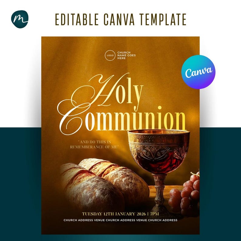 Holy Communion Flyer Template | Editable Canva Church Template | Modern ...