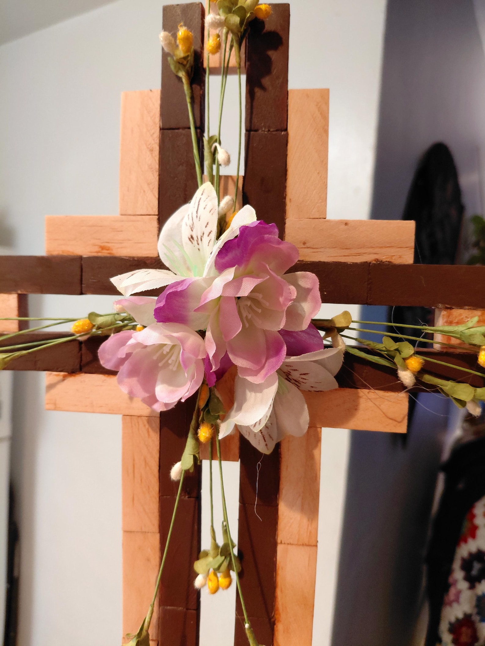 Jenga Block Cross, Floral Spring Decor, With Lighting - Etsy