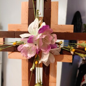 Jenga Block Cross, Floral Spring Decor, With Lighting - Etsy