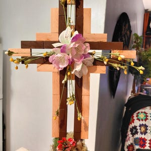 Jenga Block Cross, Floral Spring Decor, With Lighting - Etsy