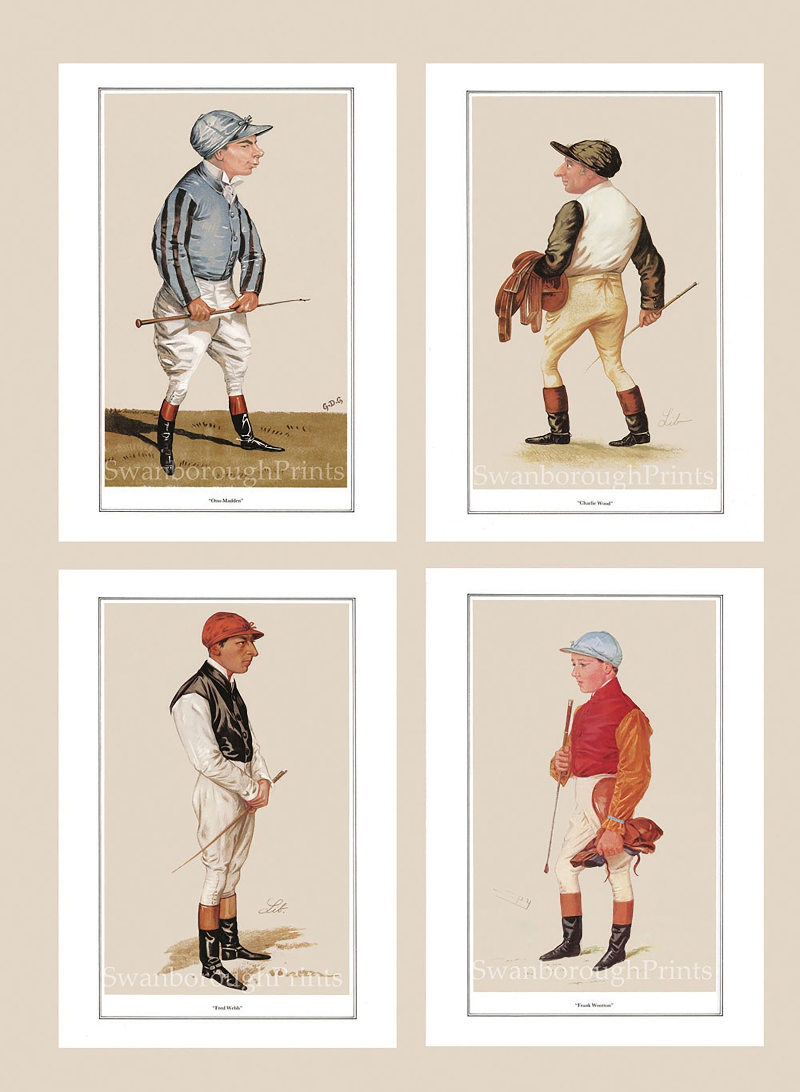 Jockey Prints 4 Prints of Jockeys. Horse Racing Home & Living - Etsy