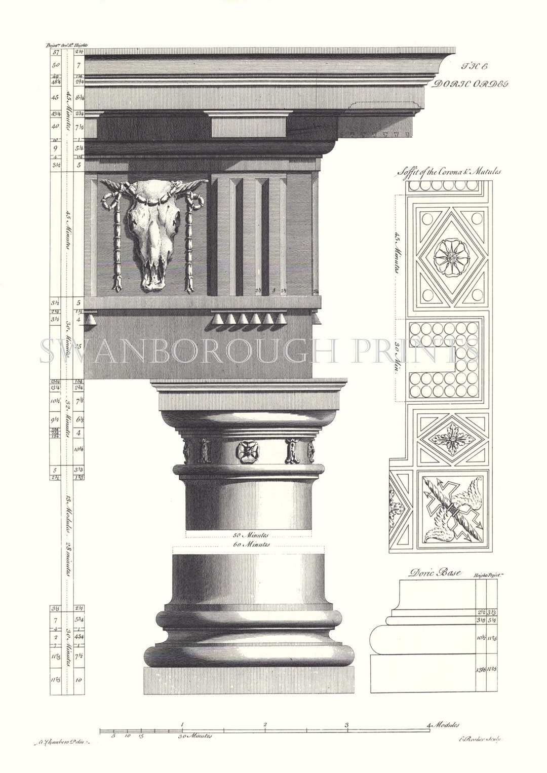Architectural Drawings. Doric Order. Column Wall Art Decor. Classic ...