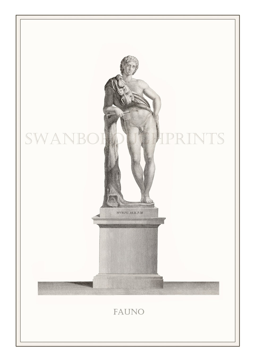 Fauno Roman Deity. Fauno Statue Decor. Living Room Wall Art. Roman ...