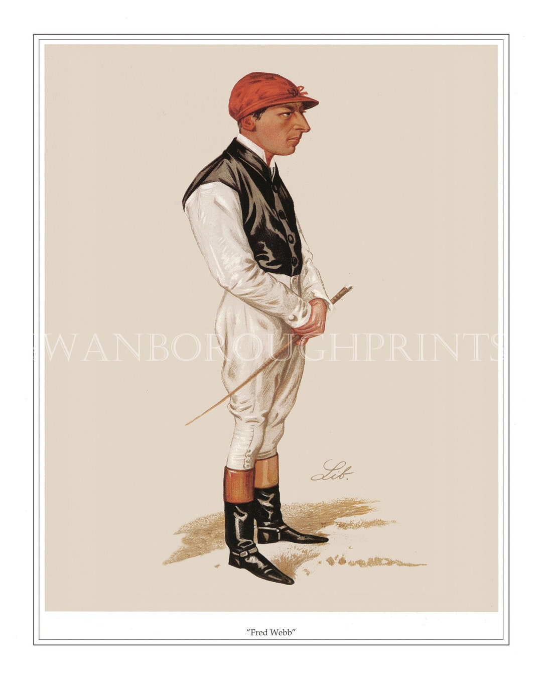 Fred Webb Jockey Sporting Print. Horse Track Racing. Jockey Interior ...