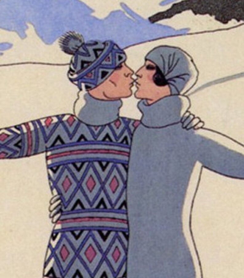 Skiing Print Winter Sports. French Art Deco Print French Alps Skiing ...