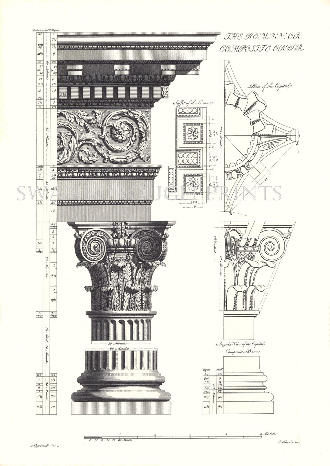 Architectural Drawings. Roman Column Print. Wall Art Decor. | Etsy