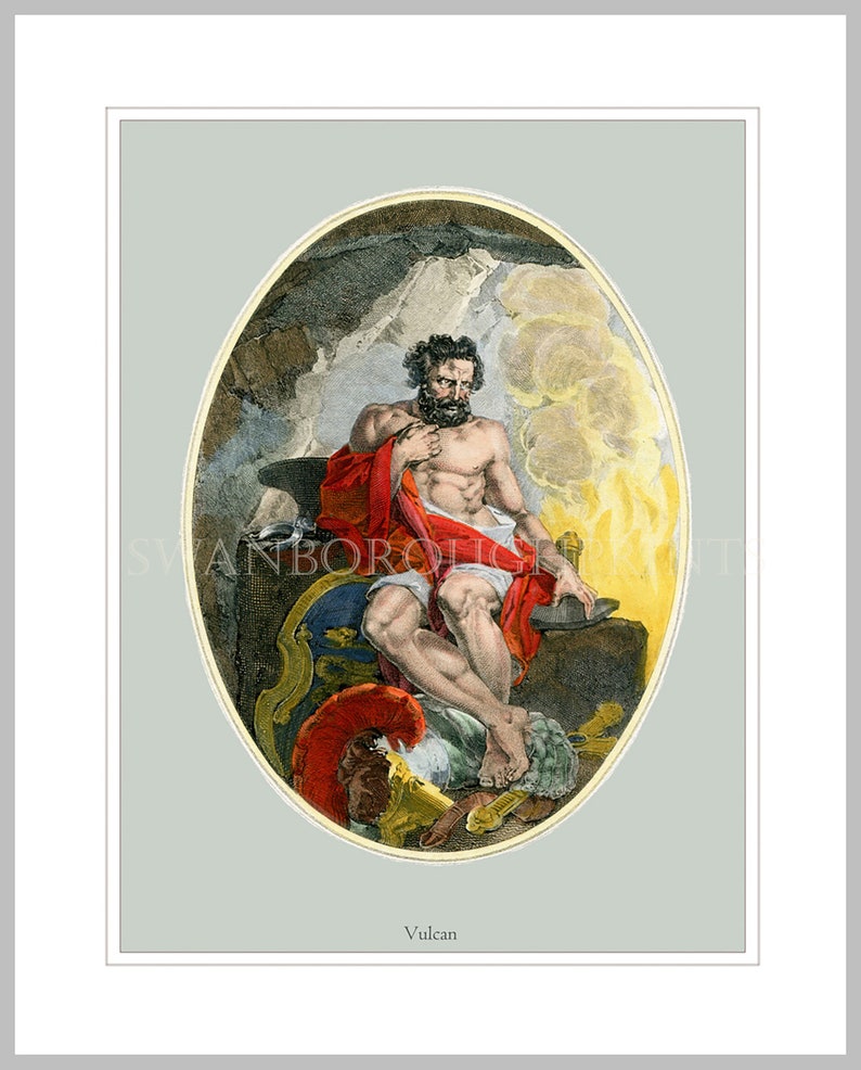 Vulcan Roman God Art Print. Vulcan God of Fire Print. Roman - Etsy
