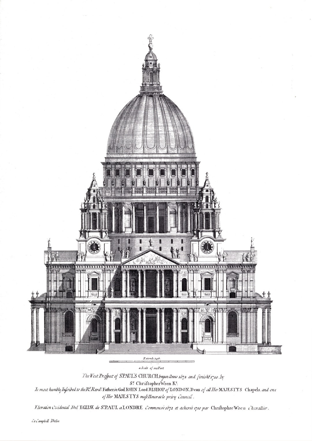 St Pauls Cathedral Architectural Print Anglican Cathedral in London ...