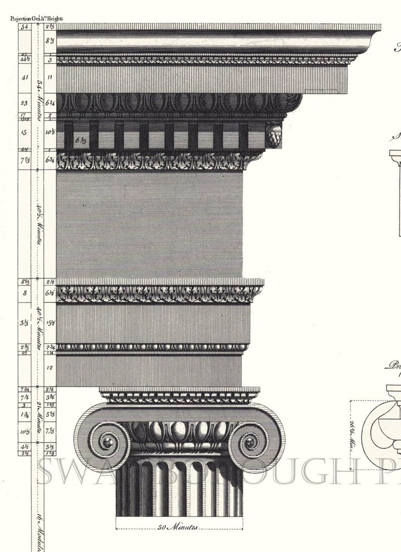 Architectural Drawings. Ionic Column Print Wall Art Decor. - Etsy
