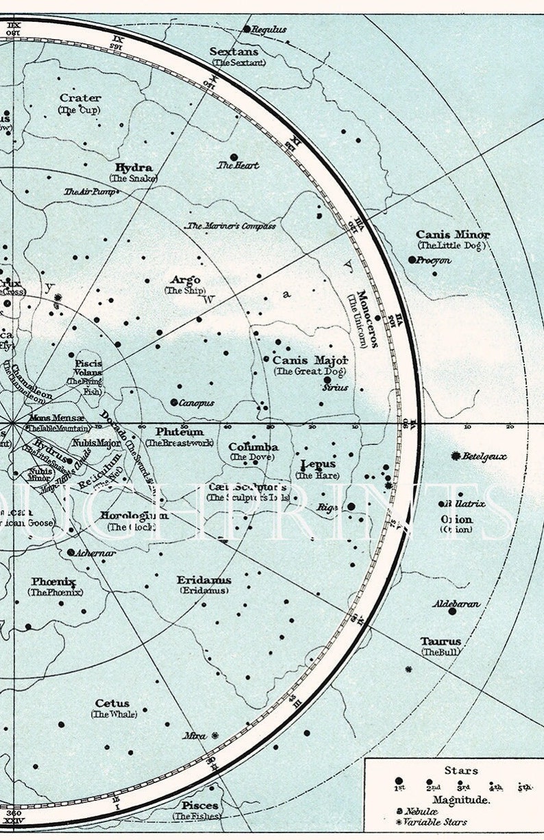 Southern Hemisphere Constellations Map Astronomy Print Taken - Etsy
