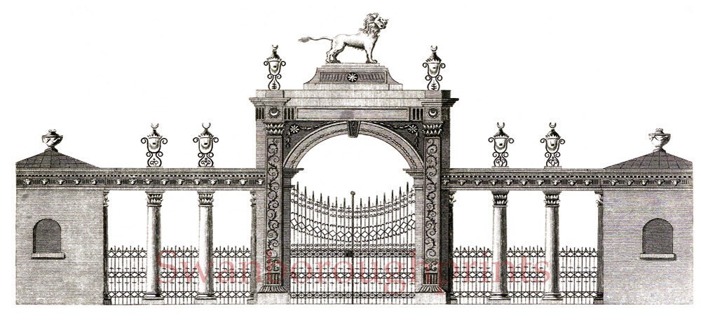 Stately Homes Entrance Gates Print. Wrought Iron Gates | Etsy UK