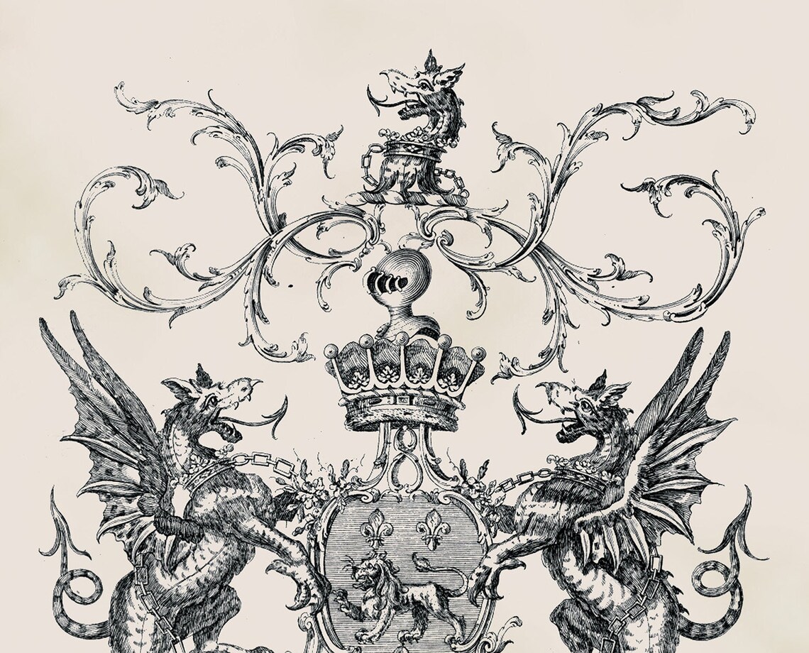Heraldry Crest North Earl of Guildford Family Coat of Arms, Antique ...
